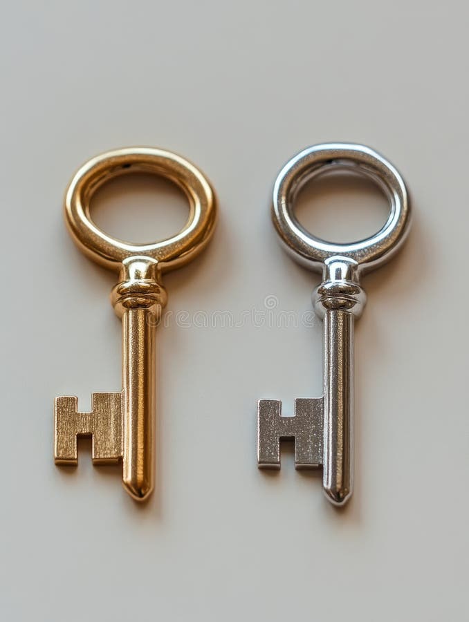 Gold Silver Vintage Keys Plain Background Stock Photos - Free & Royalty ...