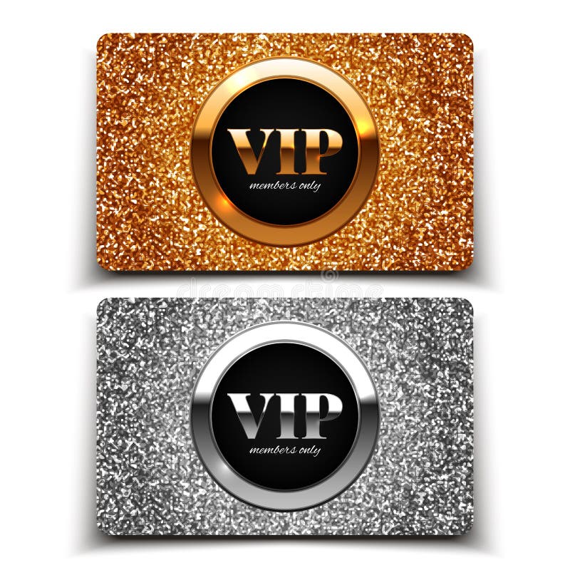 Gold and Silver VIP Cards with Glitter Stock Vector - Illustration of ...