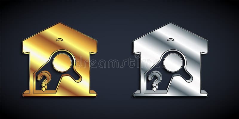 Gold and Silver Warehouse Check Icon Isolated on Black Background. Long ...
