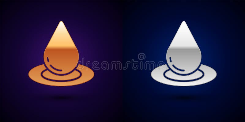 Gold and Silver Water Drop Icon Isolated on Black Background. Vector ...