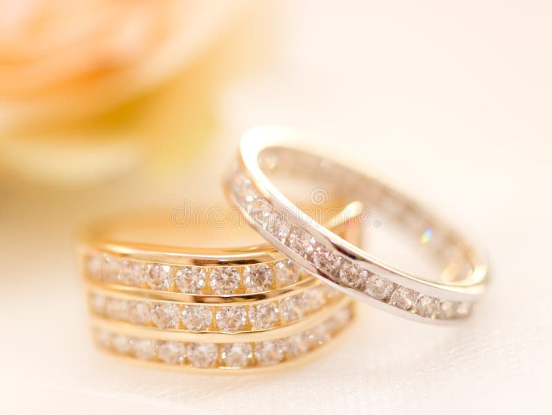 Gold and Silver Wedding Rings Stock Image - Image of decoration, gold ...