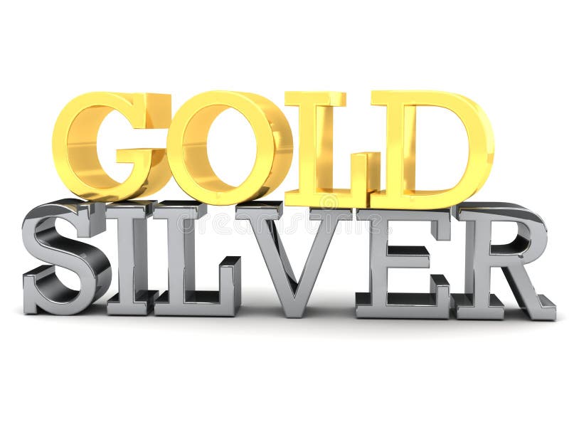 Gold and Silver Word Lettering Stock Illustration - Illustration of ...