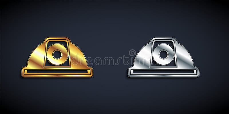 Gold and Silver Worker Safety Helmet Icon Isolated on Black Background ...