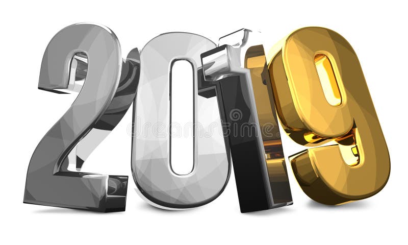 2019 Gold Silver Year Number 3d Render Stock Illustration ...