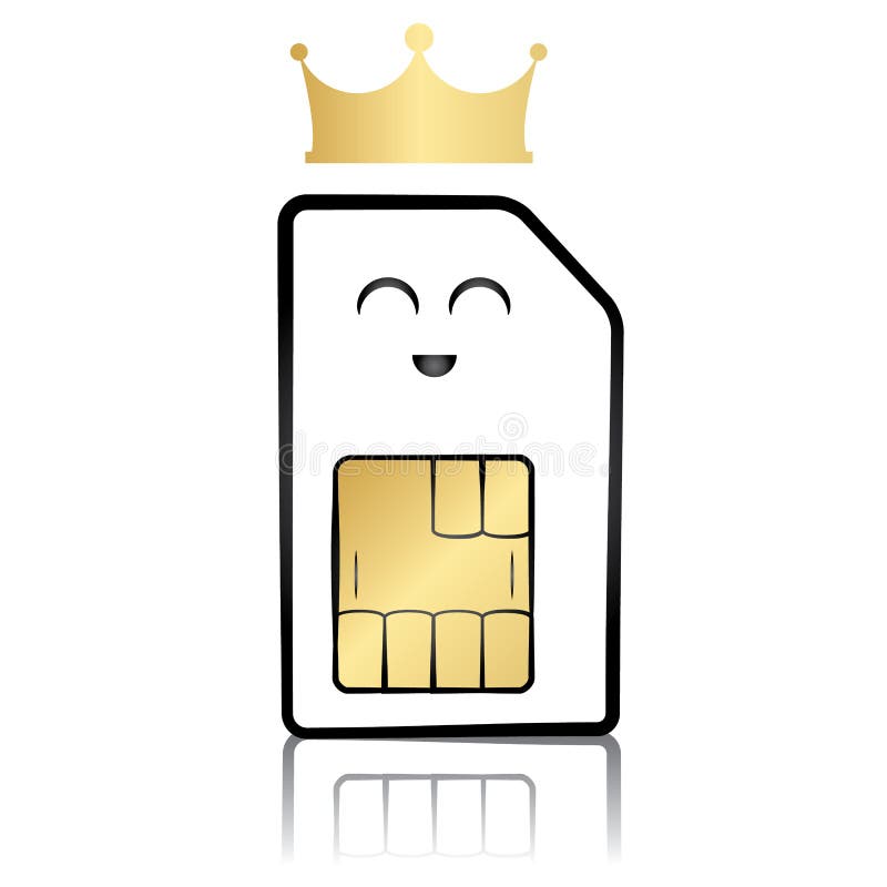 A gold sim card with crown stock vector. Illustration of business ...