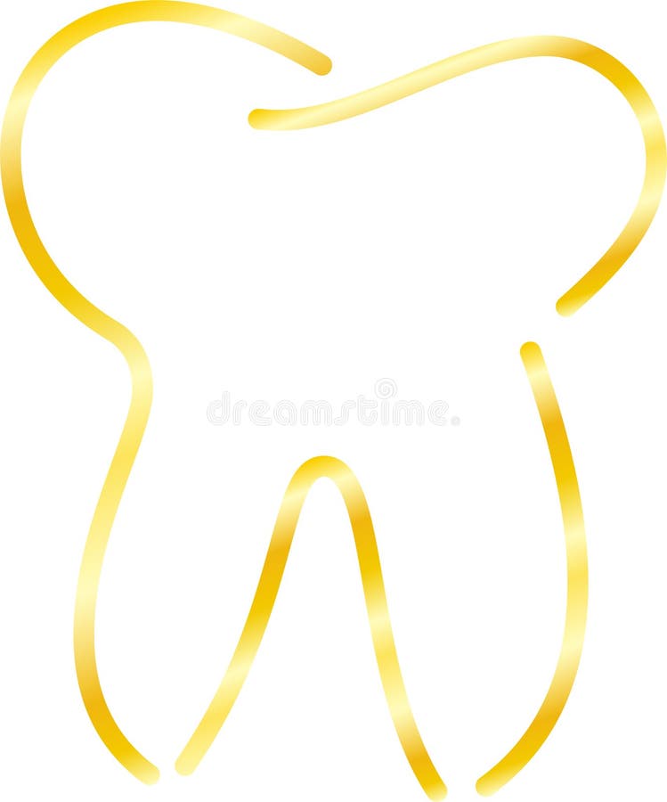 Gold Simple Line Drawing of Tooth Stock Vector - Illustration of care ...