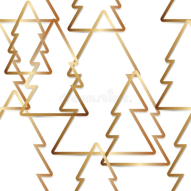 Gold Simple Outline Trees - Seamless Background Stock Vector ...