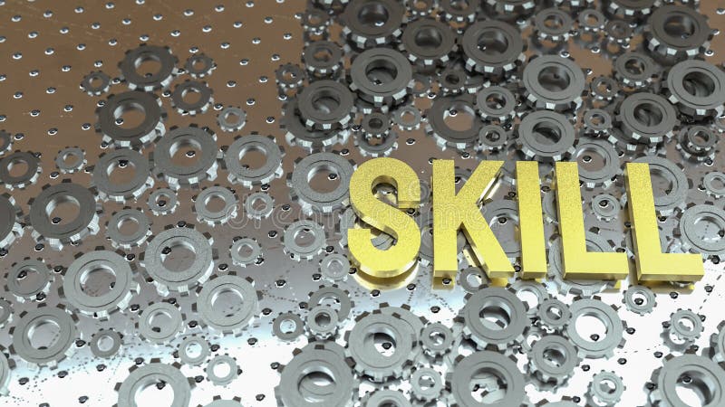 The Gold Skill Text on Metal Plate 3d Rendering Image Stock ...
