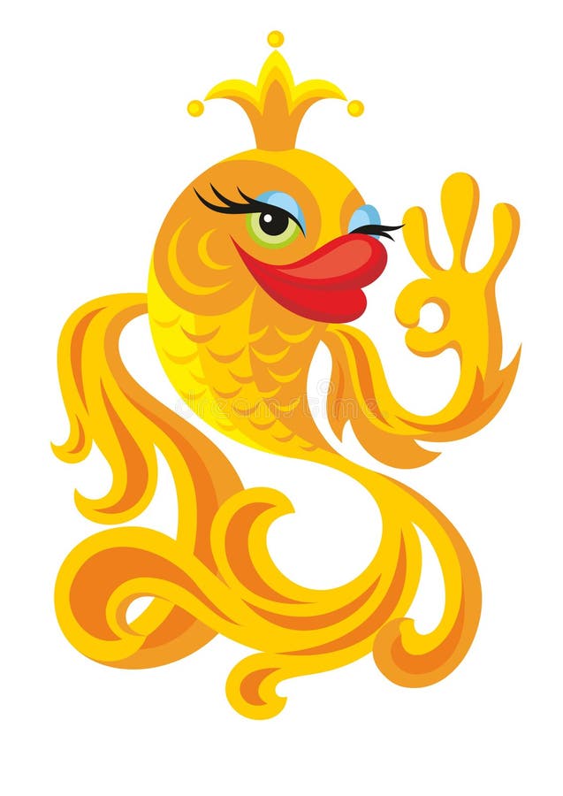 Gold small fish stock vector. Illustration of good, dream - 67781373