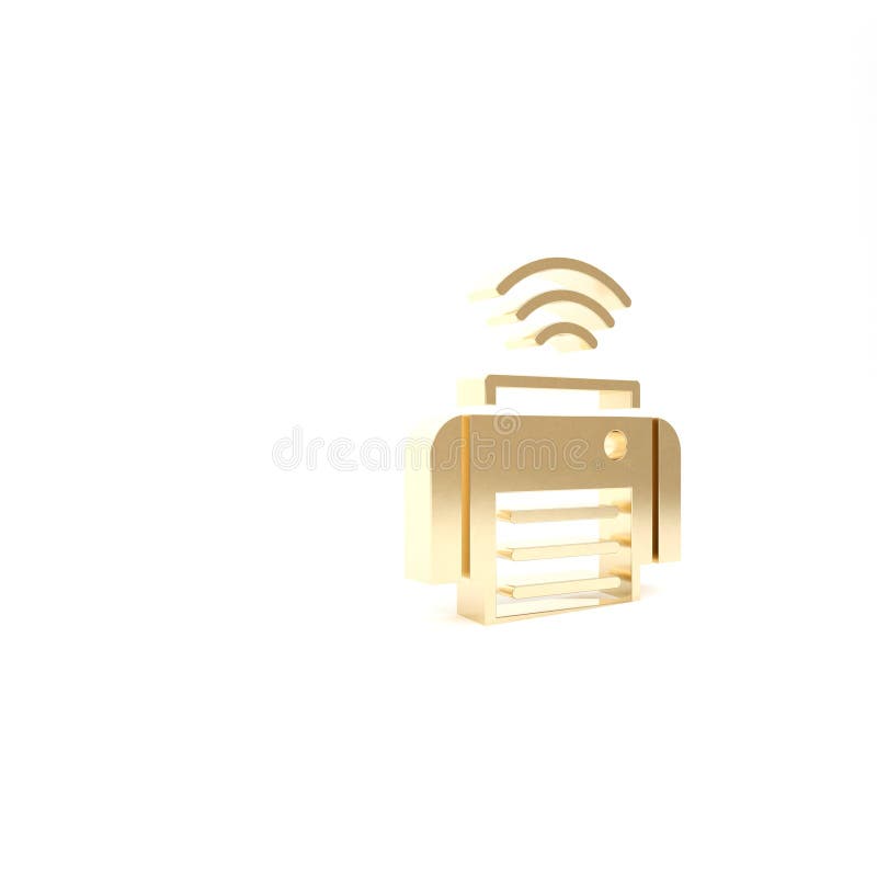Gold Printer Icon Isolated on White Background. 3d Illustration 3D ...