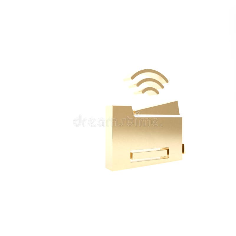Gold Printer Icon Isolated on White Background. 3d Illustration 3D ...