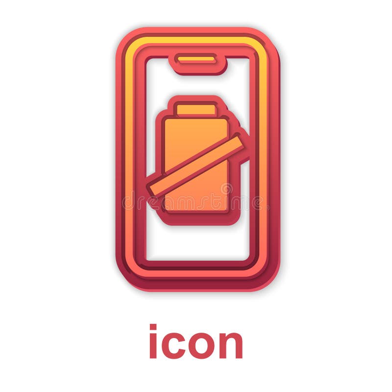 Gold Smartphone Battery Charge Icon Isolated on White Background. Phone ...