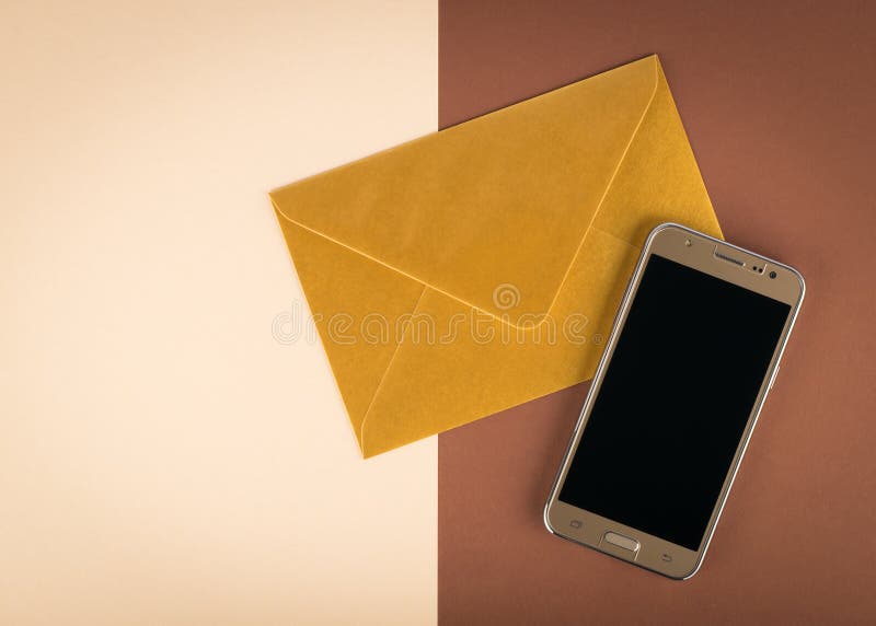 Gold Smartphone with Envelope Stock Photo - Image of multimedia ...
