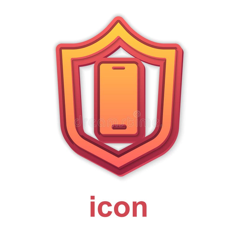 Gold Smartphone, Mobile Phone with Security Shield Icon Isolated on ...
