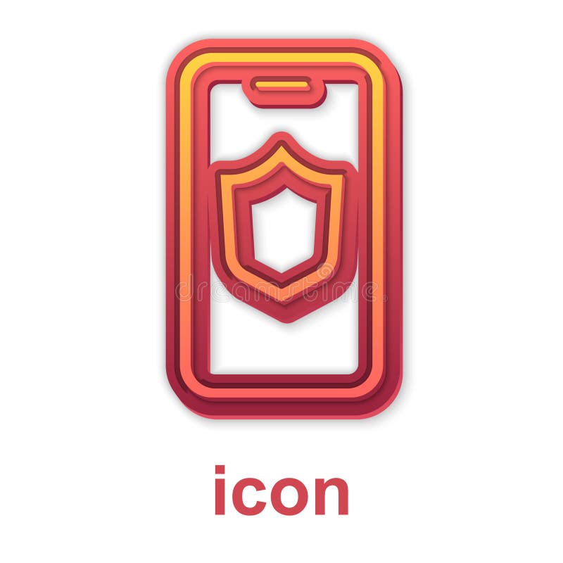 Gold Smartphone, Mobile Phone with Security Shield Icon Isolated on ...
