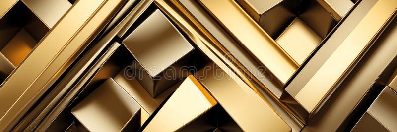 Gold Smooth Shiny Metal Theme Striped Diagonal Lines and Blocks Pattern ...
