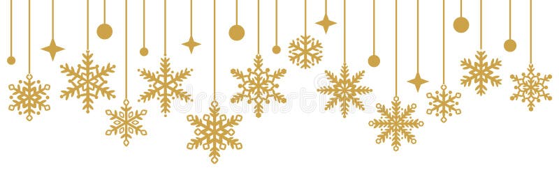 Gold Snowflake Border, Winter Holiday Festive Vector Banner Stock ...