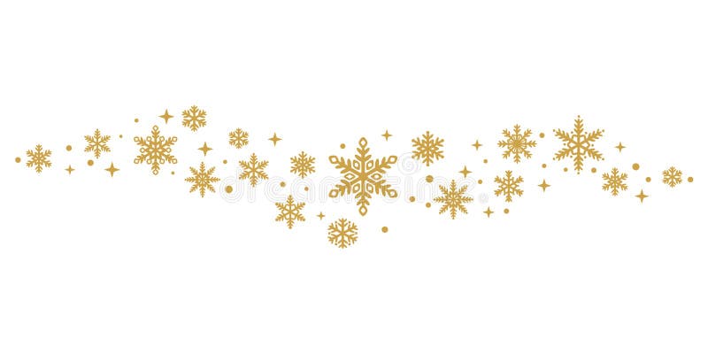 Gold Snowflake Vector Banner, Snow Illustration Wave, Christmas Border ...