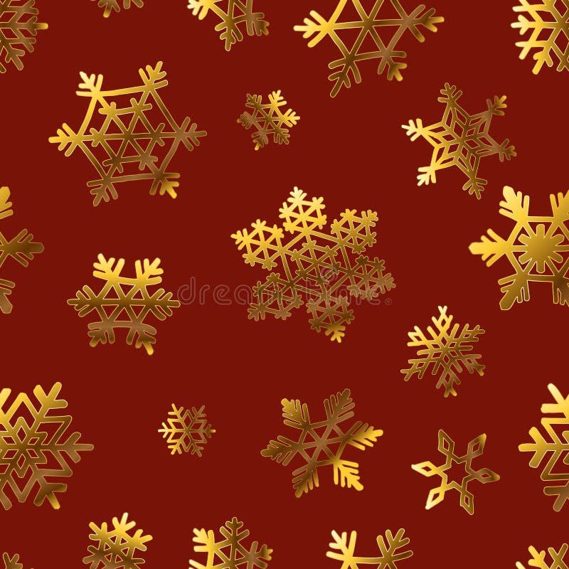 Gold Snowflakes on Red for Gift Box Papper Pattern Stock Vector ...