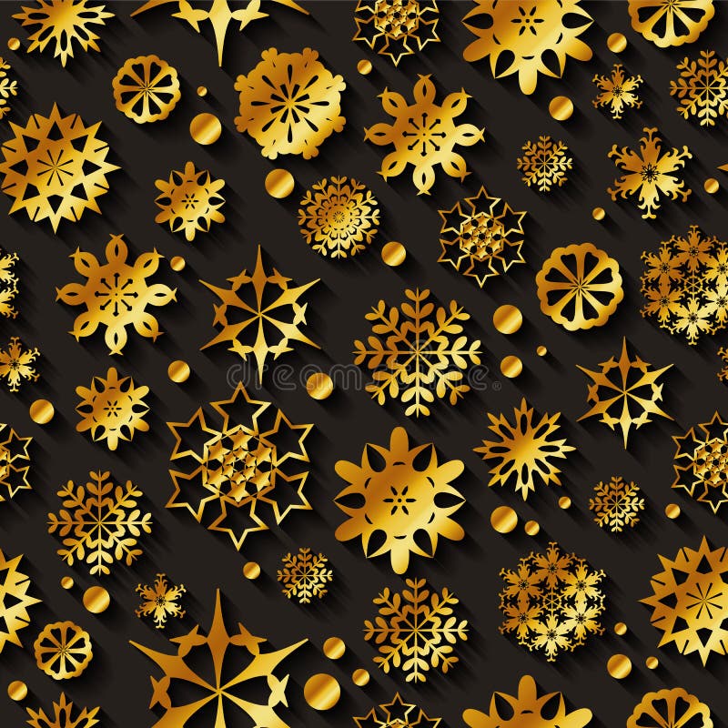 Gold Snowflakes Seamless Vector Pattern. Texture for Wallpapers ...