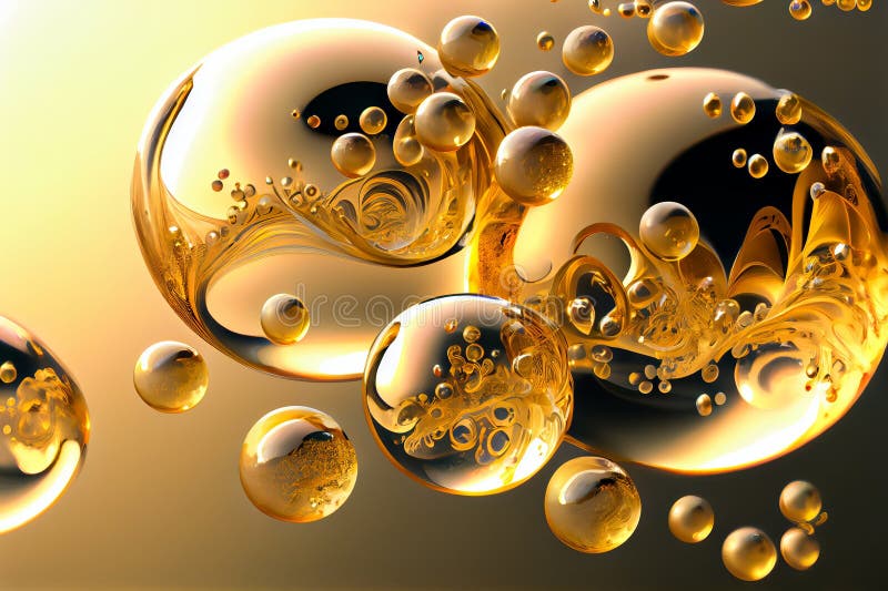 Gold Soap Bubbles Abstract Background. Stock Illustration ...