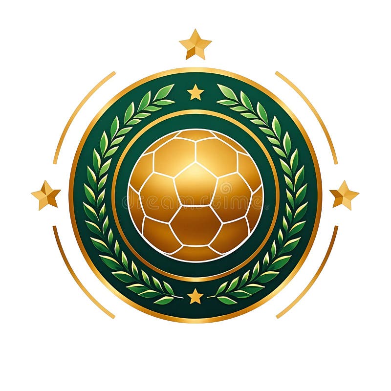 Gold Soccer Ball Emblem with Laurel Wreath Stock Illustration ...