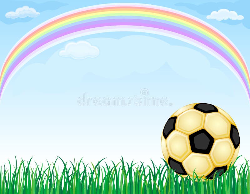 Gold Soccer Ball and Rainbow Stock Vector - Illustration of grass ...