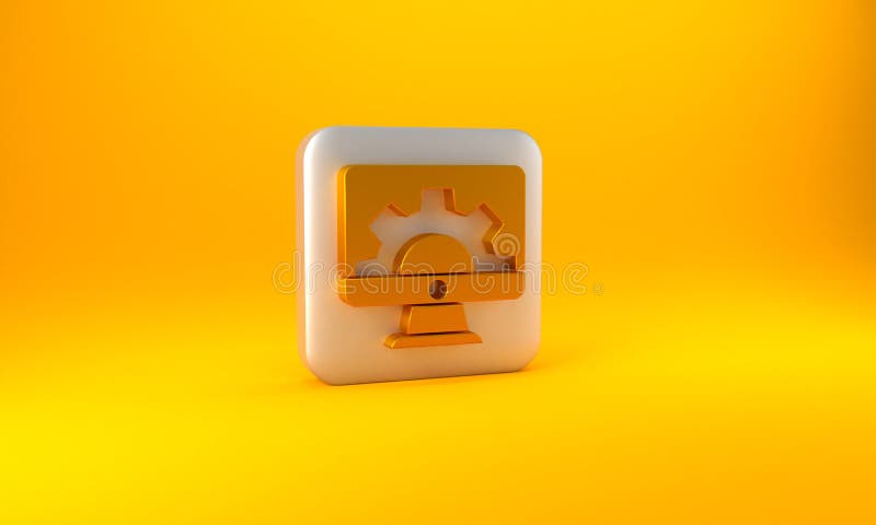 Gold Software, Web Development, Programming Concept Icon Isolated on Yellow Background ...