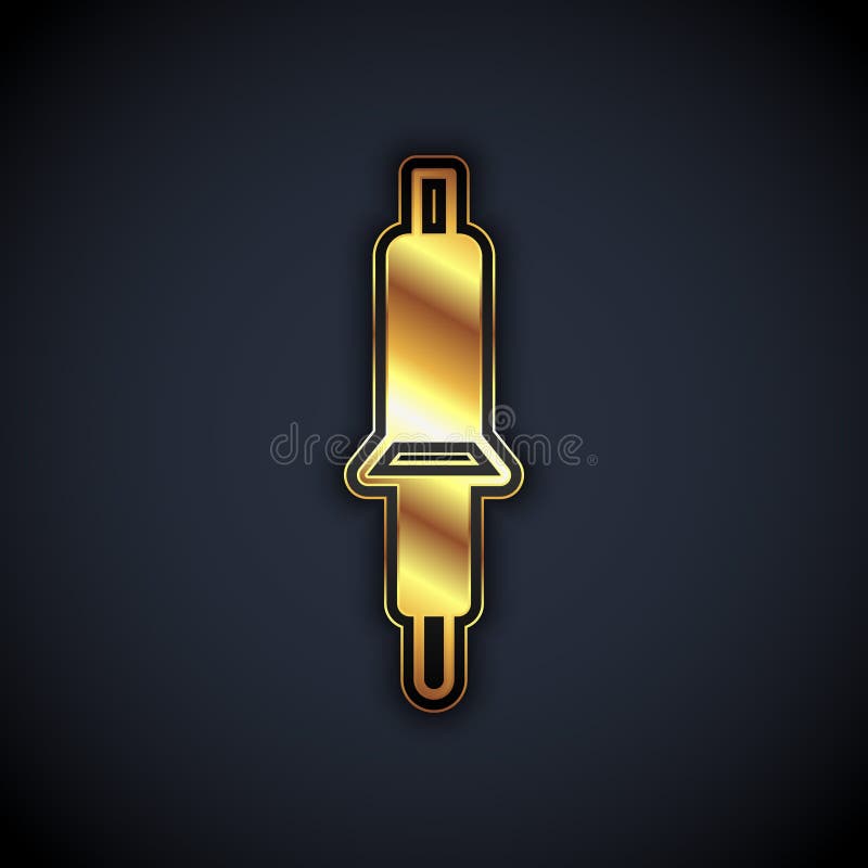 Gold Soldering Iron Icon Isolated on Black Background. Vector Stock ...