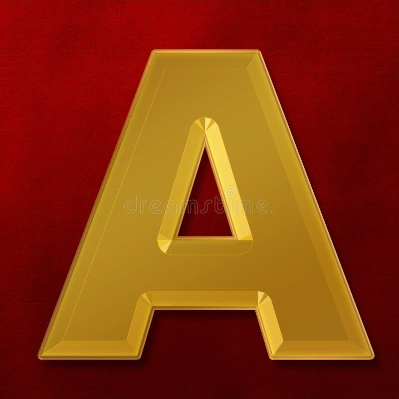Gold Solid Alphabet Letter a Collection. 3D Rendering Stock ...