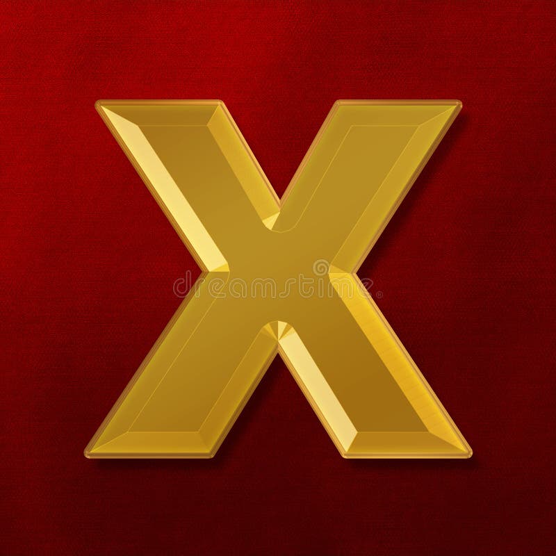 Gold Solid Alphabet Letter X Collection. 3D Rendering Stock ...