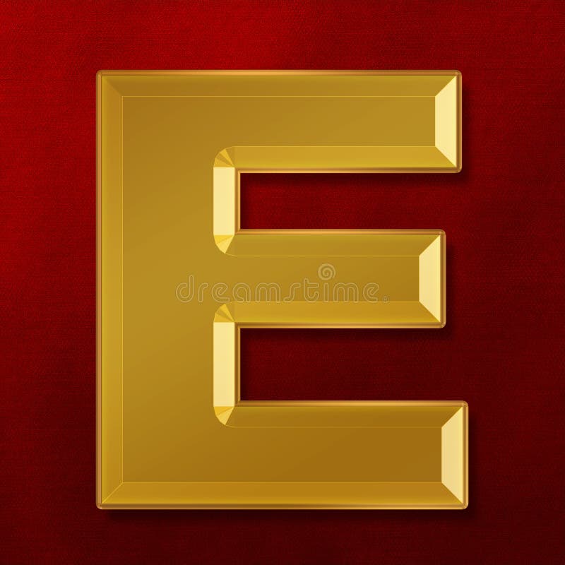 Letter E From English Alphabet Golden Stock Illustration - Illustration ...