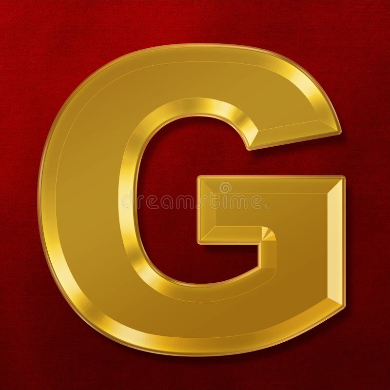 Gold Solid Alphabet Letter G Collection. 3D Rendering Stock ...