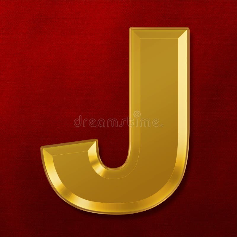 Gold Solid Alphabet Letter J Collection. 3D Rendering Stock ...