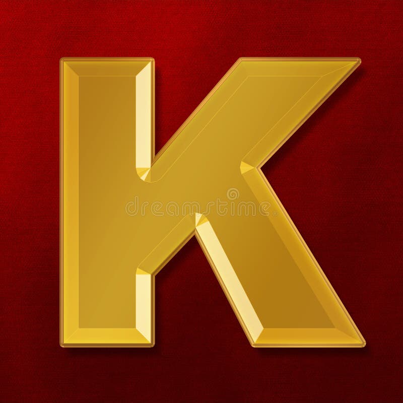 Gold Solid Alphabet Letter K Collection. 3D Rendering Stock ...