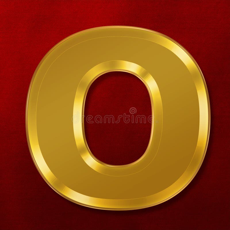 Gold Solid Alphabet Letter O Collection. 3D Rendering Stock ...