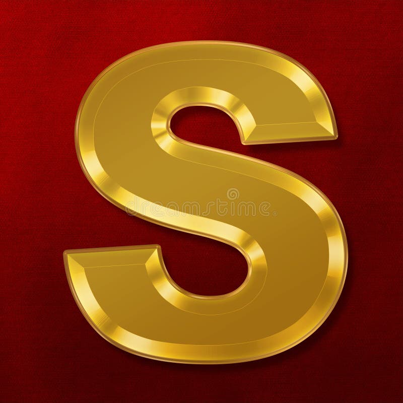 Gold Solid Alphabet Letter S Collection. 3D Rendering Stock ...