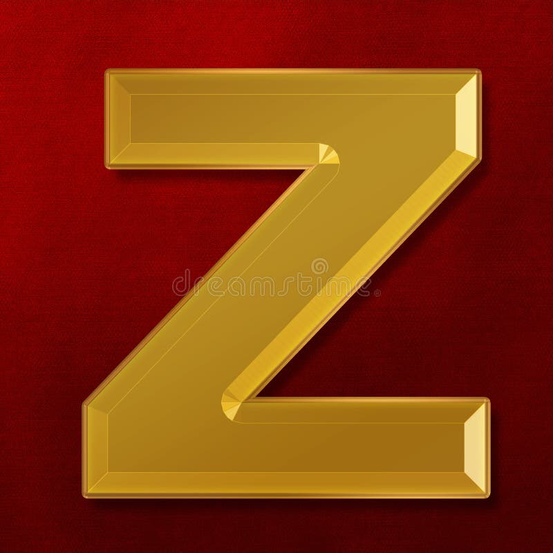 Gold Solid Alphabet Letter Z Collection. 3D Rendering Stock ...
