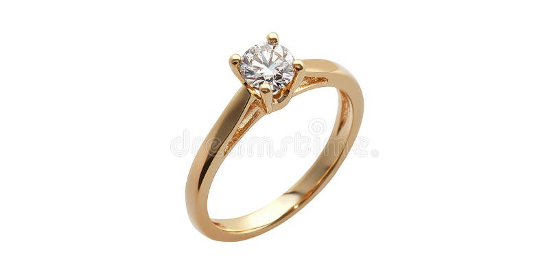 Gold Solitaire Engagement Ring with Diamond. Symbol of Love and ...
