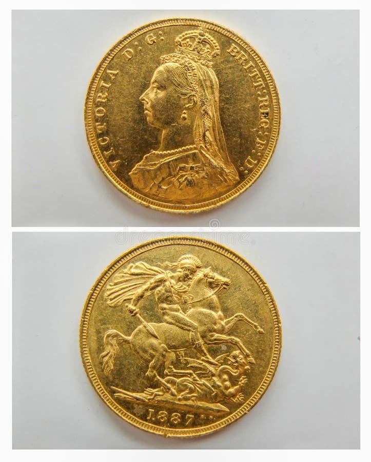 Gold Sovereign Coin 1887, Front and Back 2 Stock Photo - Image of money ...