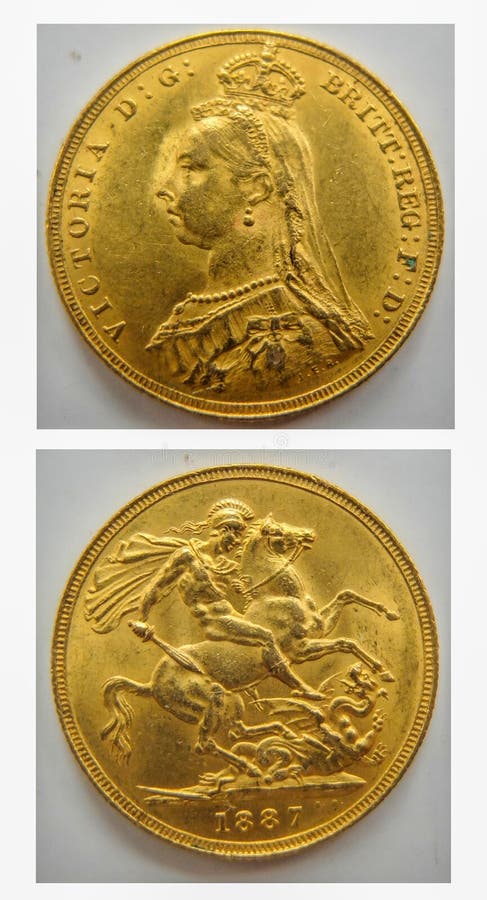 Gold Sovereign Coin 1887, 3 Stock Photo - Image of coinage, golden ...
