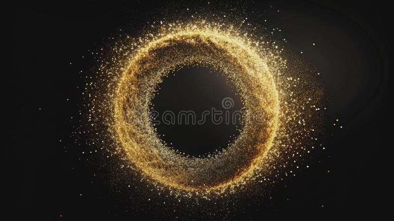 Gold Sparkle Circle of Light Sparkles and Gold Splash Particles in ...