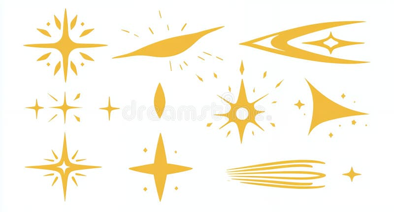 Gold Sparkle Set Celestial Twinkle Burst Shine Design Elements Stock ...