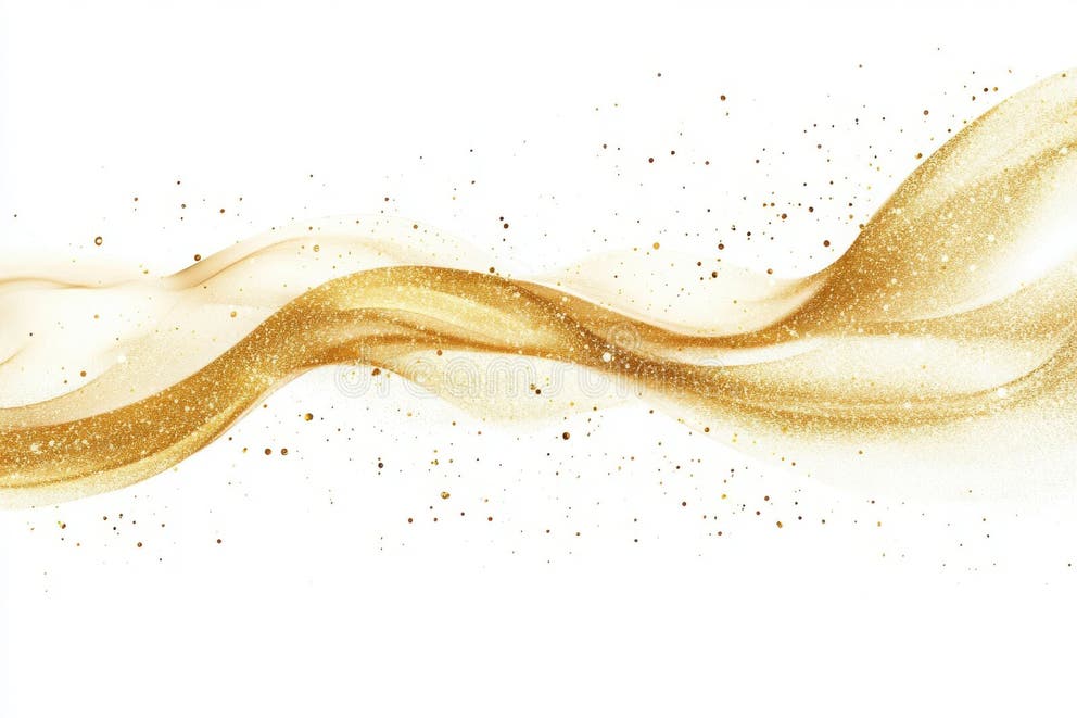 Elegant Gold Sparkle Wave Design Element Isolated on a White Background ...