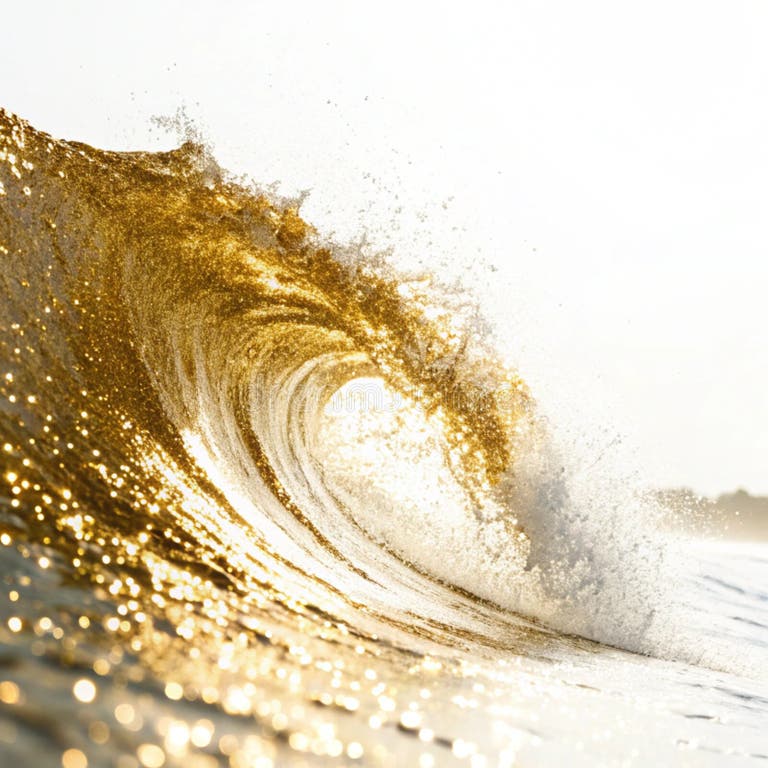 Gold Sparkle Wave Isolated on White Background Stock Illustration ...