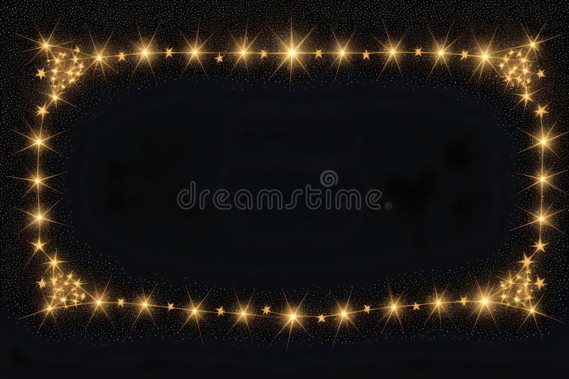 Gold Sparkling Glitter Bokeh Frame on Black Background Stock ...