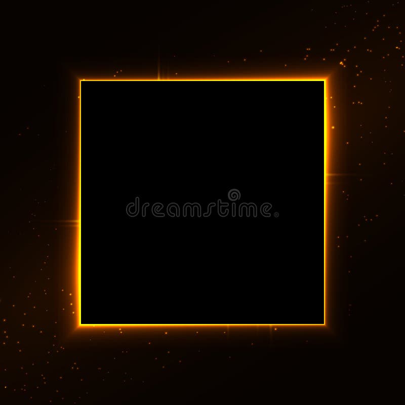 Gold Sparkling Glitter Square Frame on Black Background with Light ...