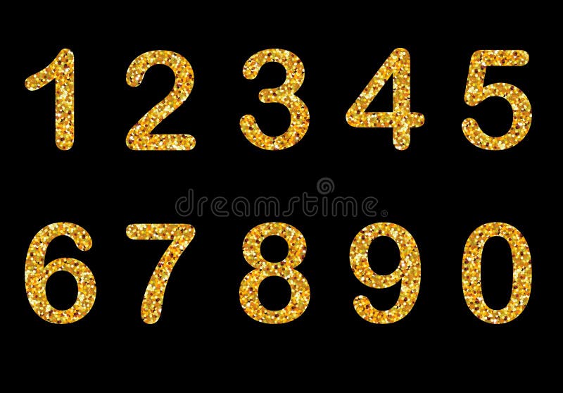 Beautiful Trendy Glitter Alphabet Letters and Numbers with Gold To Red ...