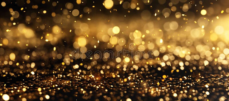 Gold Sparkling Party Confetti Ribbon Frame Background Stock ...