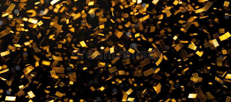 Gold Sparkling Party Confetti Ribbon Frame Background Stock ...